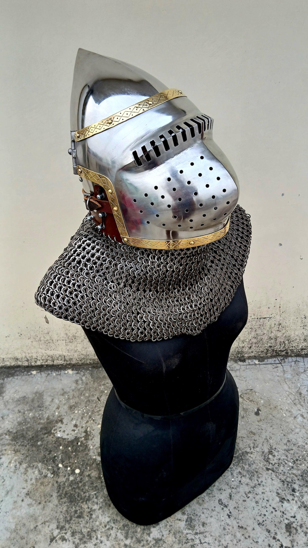 Medieval Pig Face Bascinet Helmet: 14 Gauge Stainless Steel Knight ...