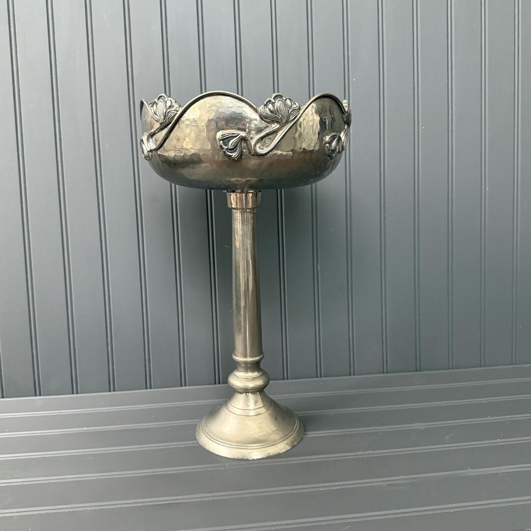 Lady Primrose Silverplate Dusting Silk Compote – Art Nouveau Pedestal ...