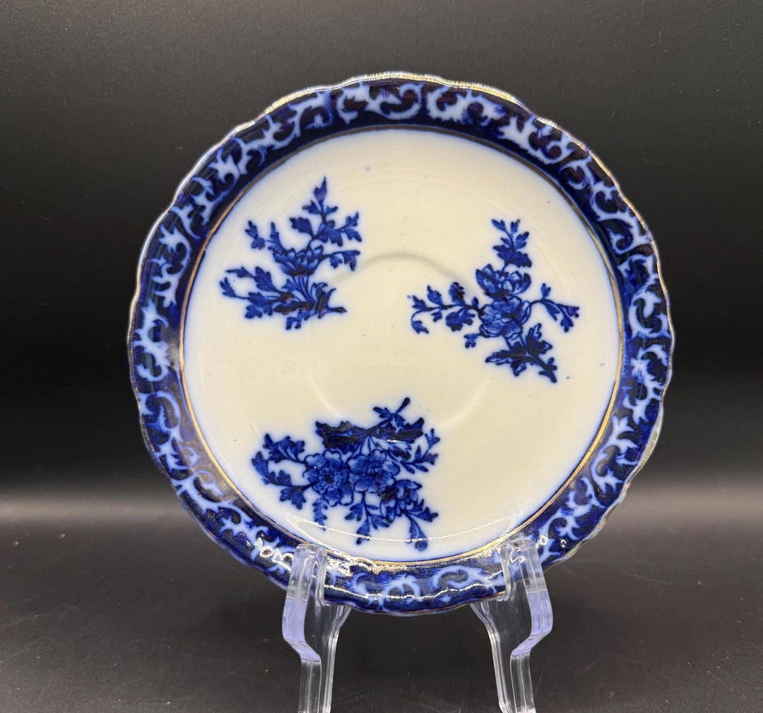 Antique Flow Blue Ironstone Saucer | Stanley Pottery Touraine, England ...