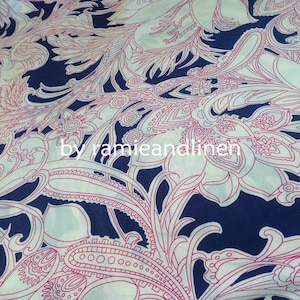 Silk Fabric, Line Drawing Floral Print Silk Cotton Blend Fabric, Dress ...