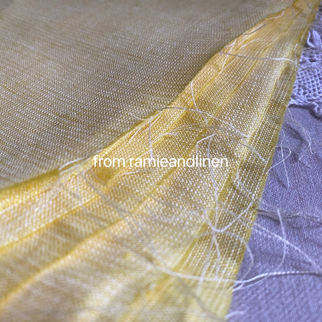 Linen Fabric, Yellow Yarn Dyed Pure Linen Fabric, Half Yard by 57" Wide ...
