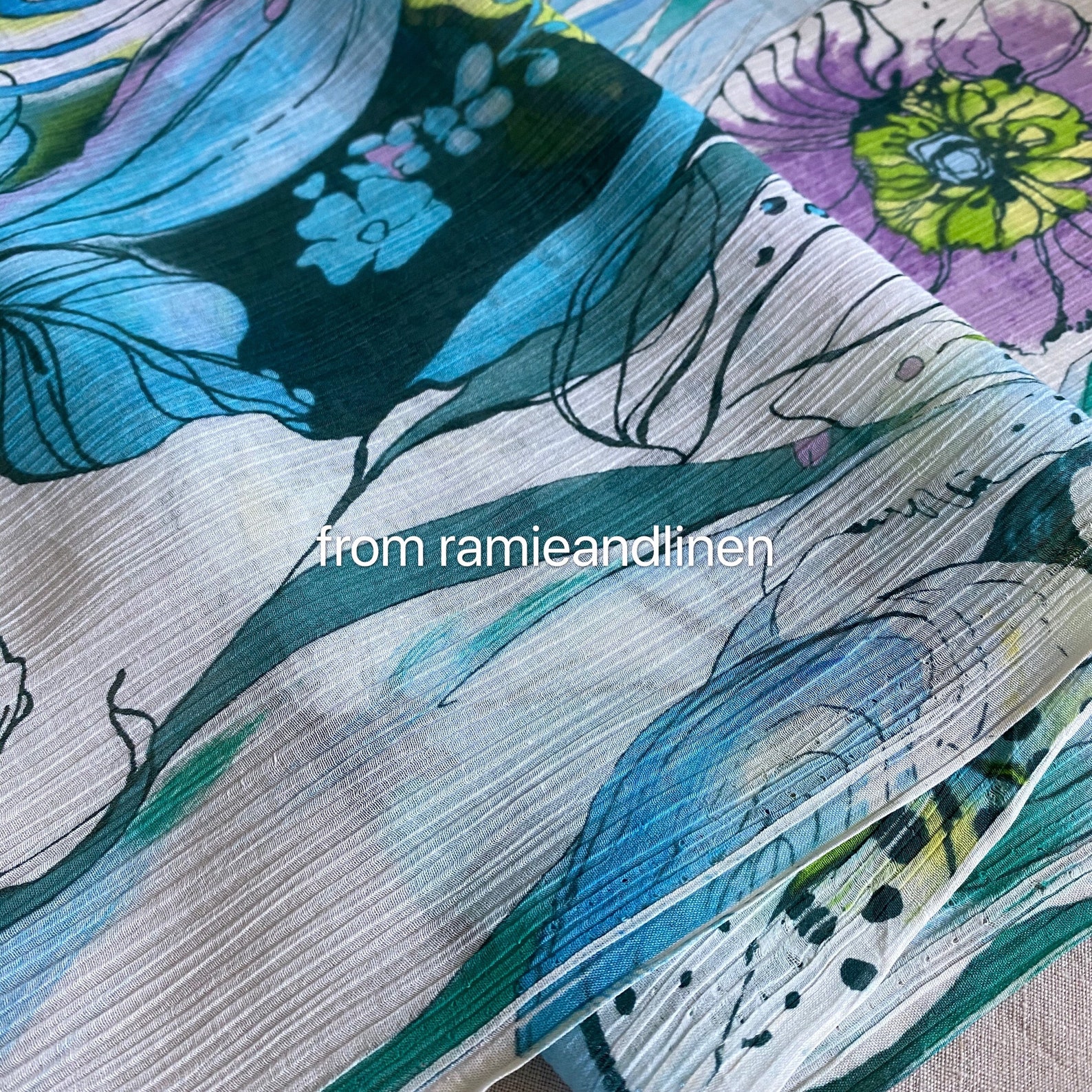 Silk Fabric Floral Print Silk Cotton Blend Crinkle Fabric | Etsy