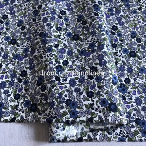 Cotton Fabric,blue Mini Floral Pattern Print Cotton Fabric, 18" by 55 ...