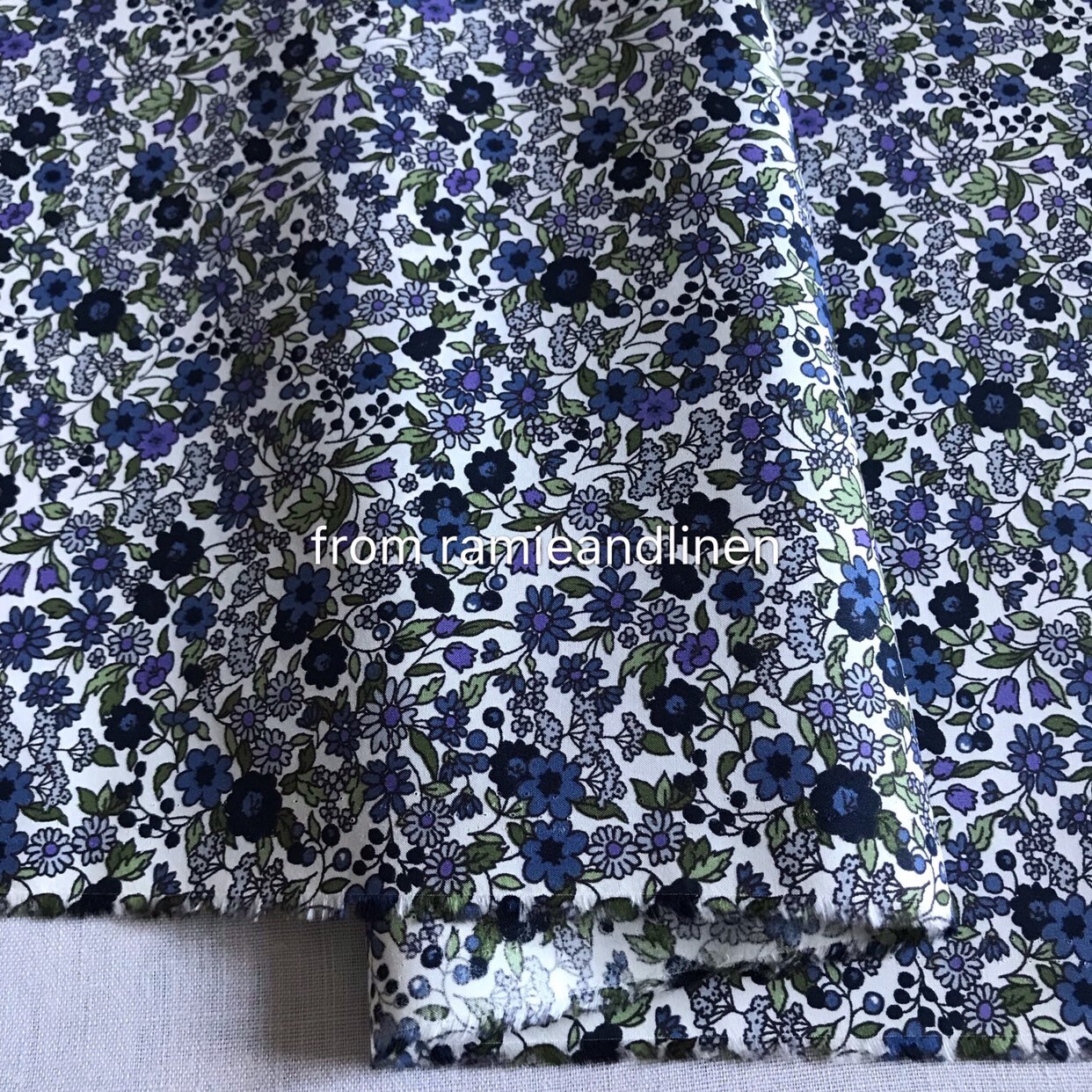 Cotton Fabric,blue Mini Floral Pattern Print Cotton Fabric, 18" by 55 ...