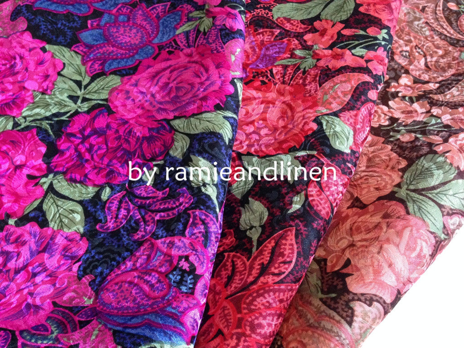 Tela de seda estampado floral jacquard tela de mezcla de | Etsy