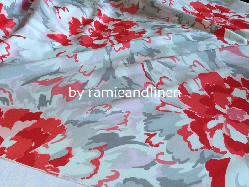 Silk Fabric Beautiful Huge Peony Flowers Print Silk Cotton - Etsy