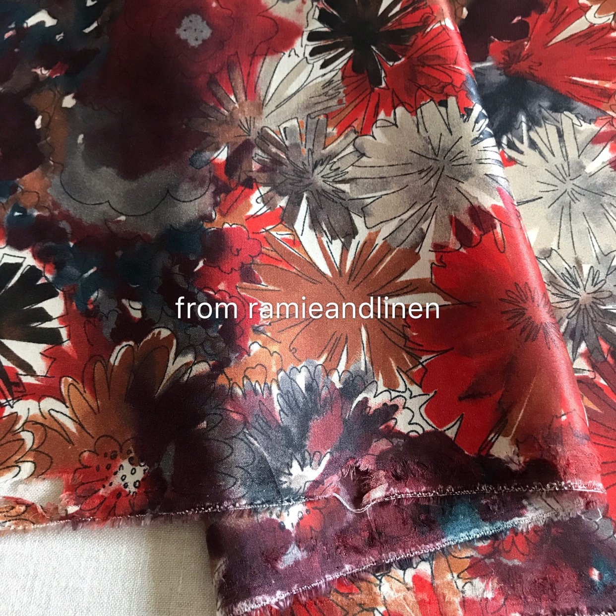 Silk Fabric Autumn Garden Floral Pattern Print Silk Cotton | Etsy