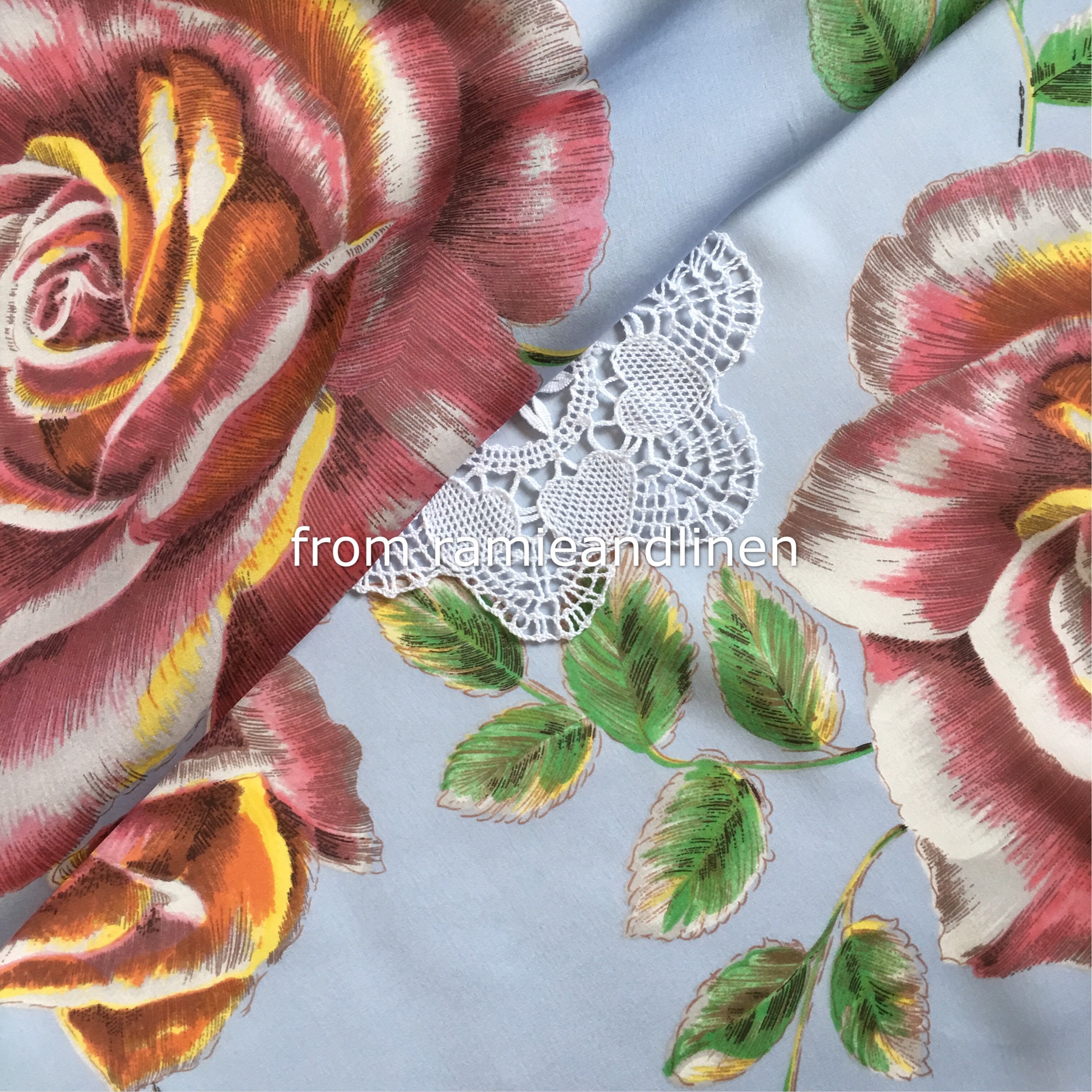 Silk Fabric 100% Silk Huge Rose Print Fabric Half Yard by | Etsy