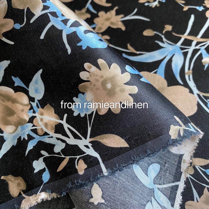 Silk Fabric Flower Print Silk Cotton Blend Charmeuse Fabric - Etsy