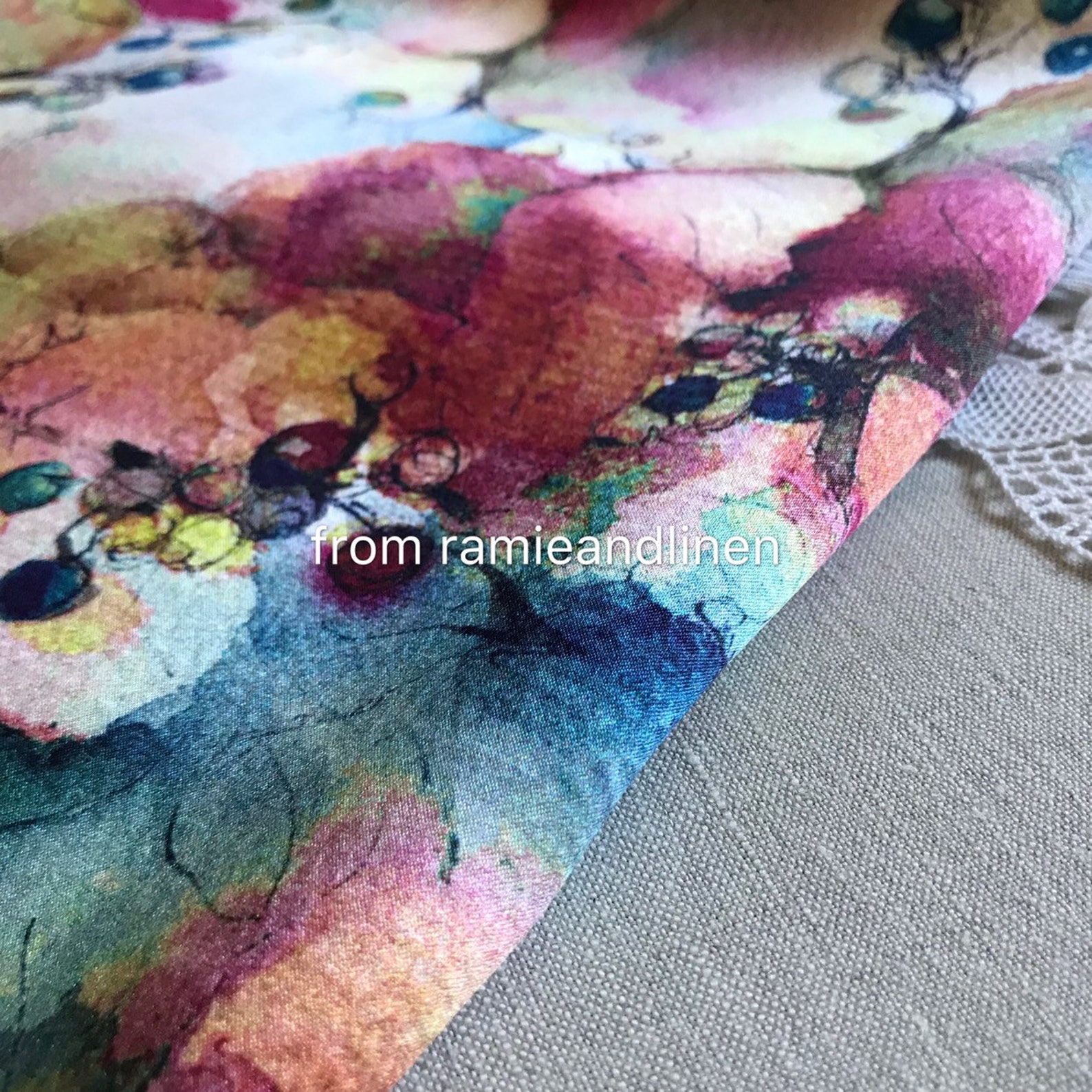 Silk Fabric 27m/m Digital Printing Watercolor Print Silk - Etsy