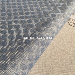 Japanese Linen Blend Fabric, Yarn Dyed Jacquard Dots Weaved Denim Linen ...