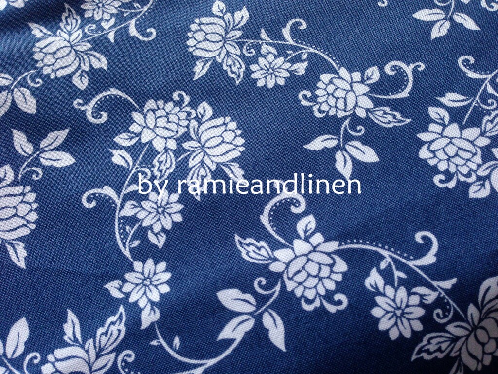 Cotton Fabric China Blue Floral Print Quilting Fabric | Etsy