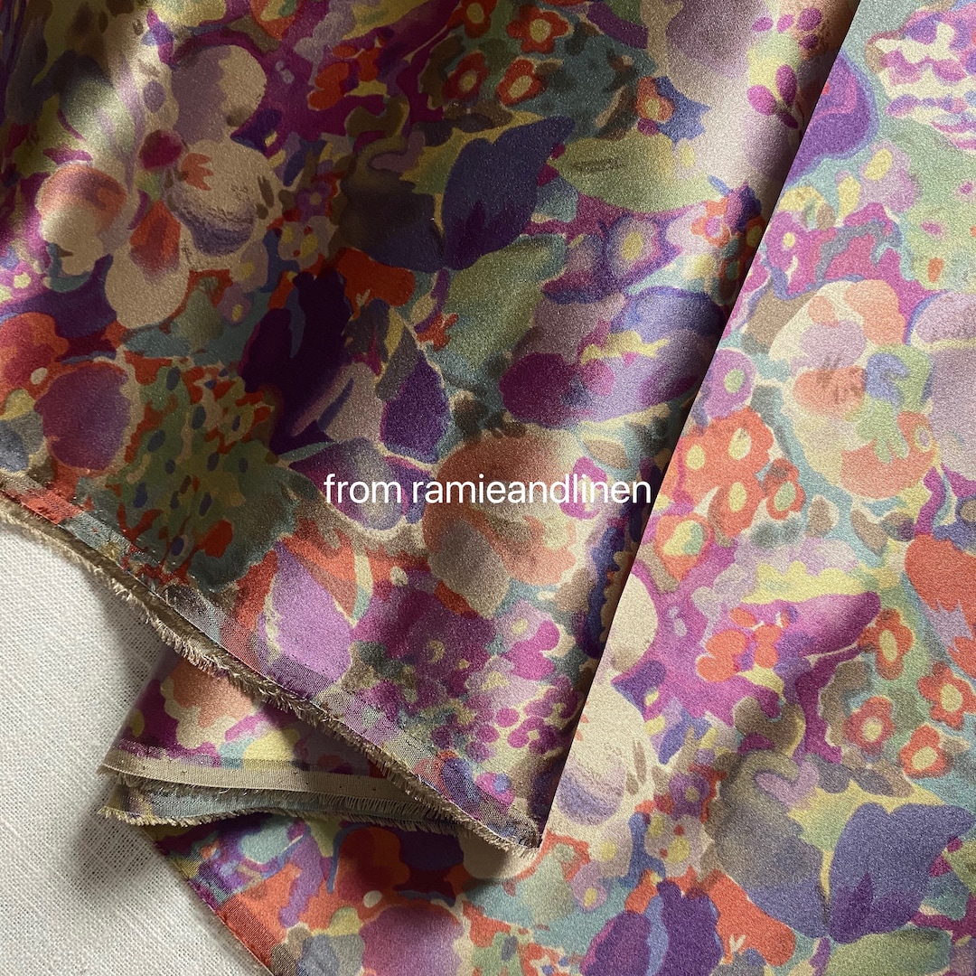 Silk Fabric, Abstract Ink Painting Print Silk Satin, Pure Mulberry Silk ...