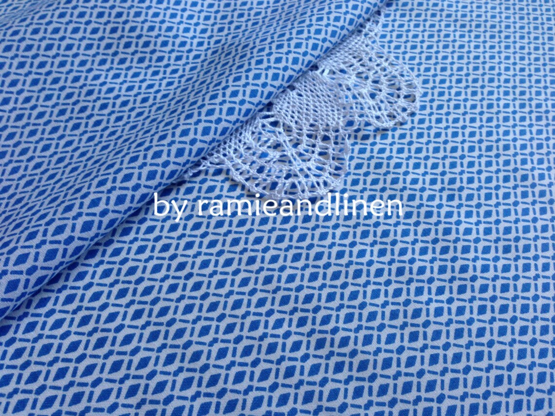 Fine Cotton Fabric, Blue Pattern Print Cotton Fabric, Half Yard by 58 ...