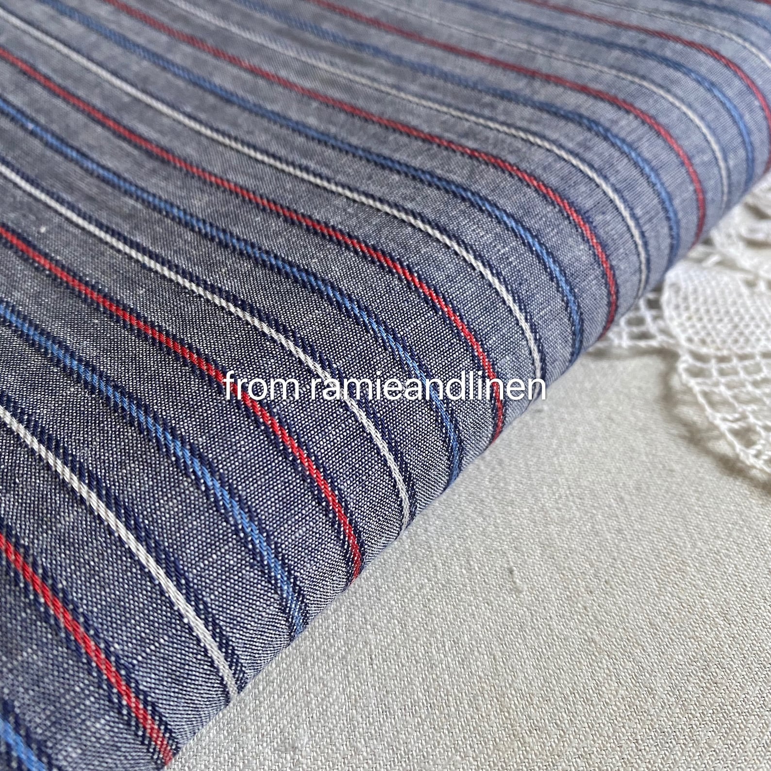 Cotton Fabric, Yarn Weaved Stripes Denim Cotton Fabric, Quilting Fabric ...