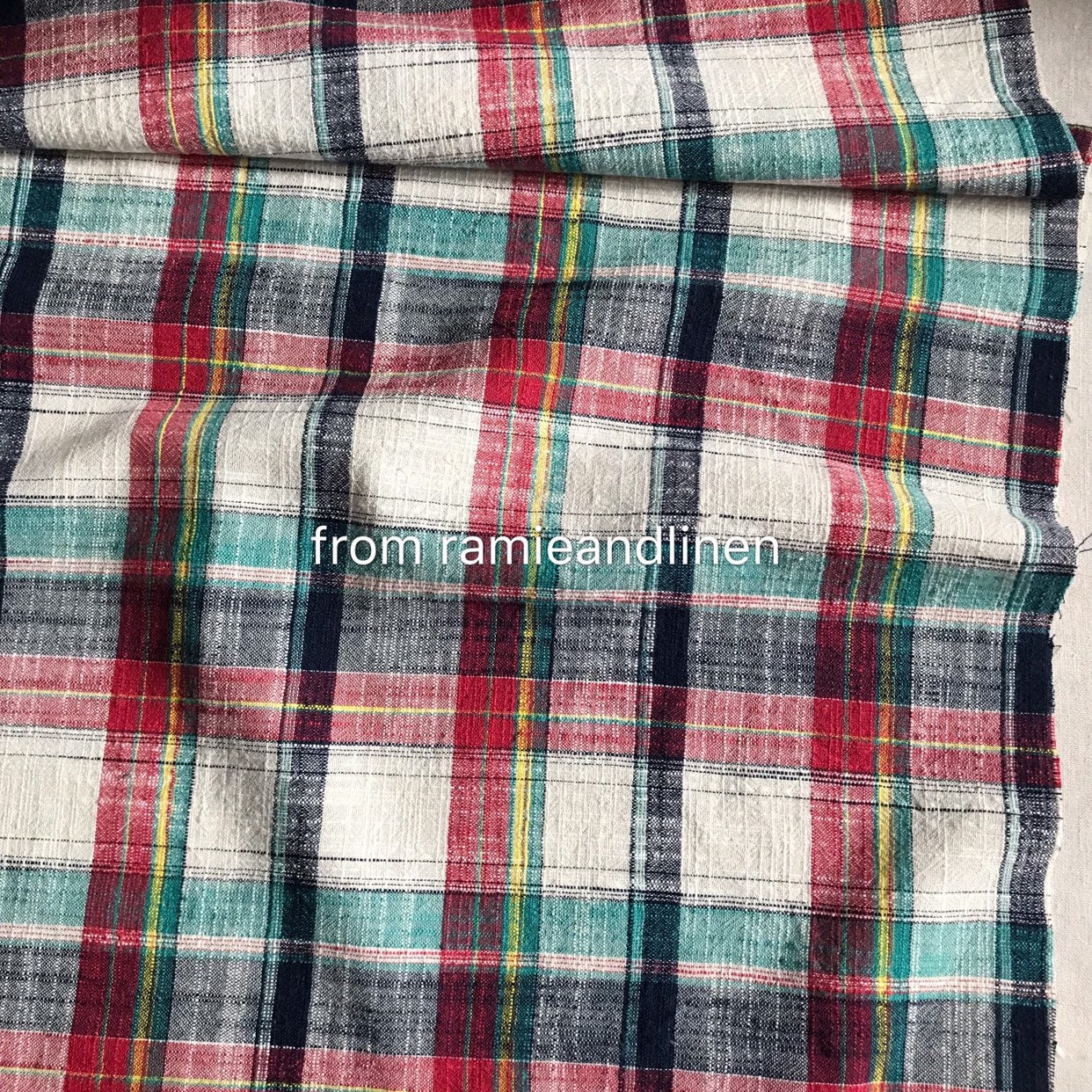 Cotton linen blend slub fabric yarn dyed classic | Etsy