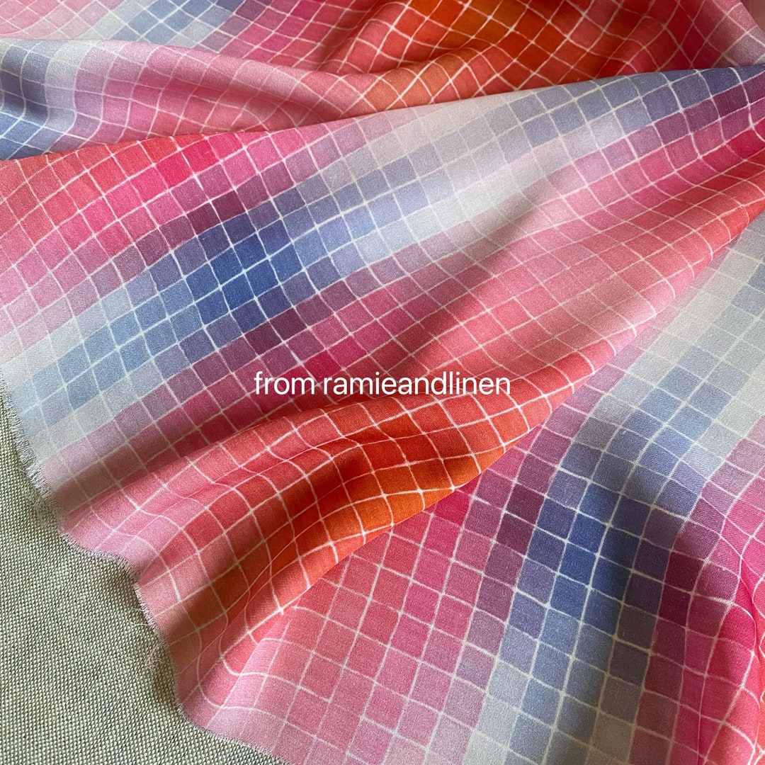 Silk Fabric, HALF YARD by 54" Wide, Gradient Color Mosaic Pattern Print ...