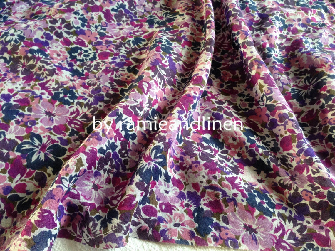 Polyester Cotton Fabric Vintage Style Retro Floral Print | Etsy