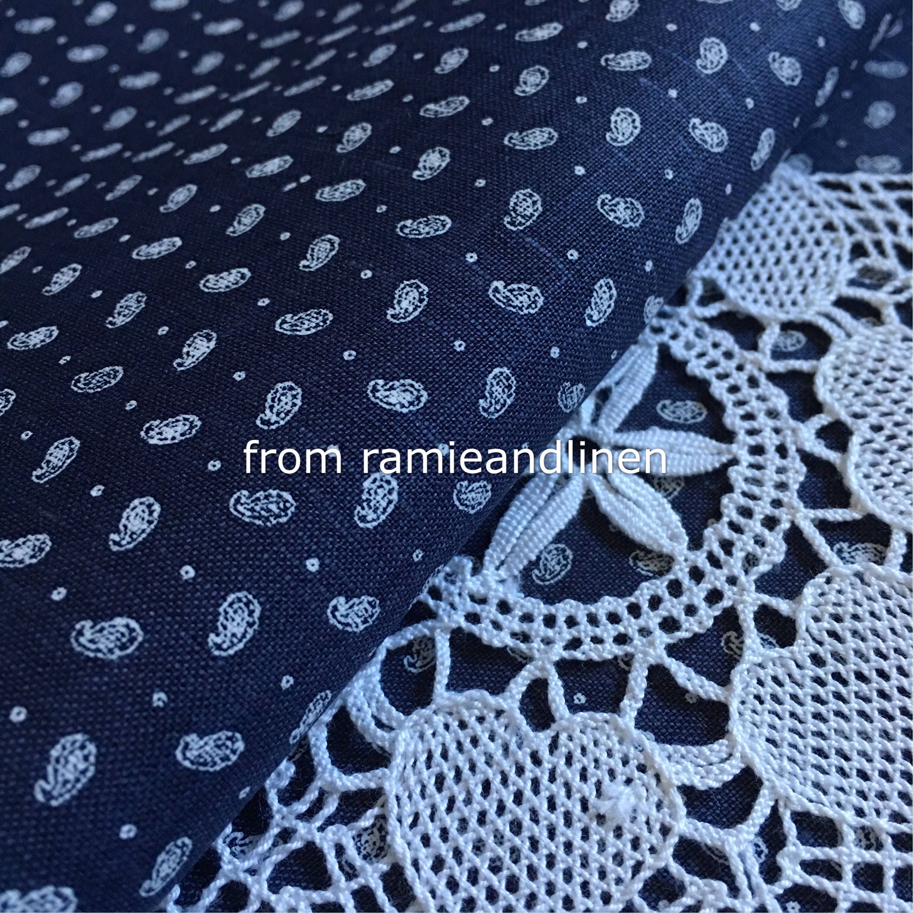 Japanese Linen Fabric, Mini Paisley Print Linen Fabric, Half Yard by 45 ...