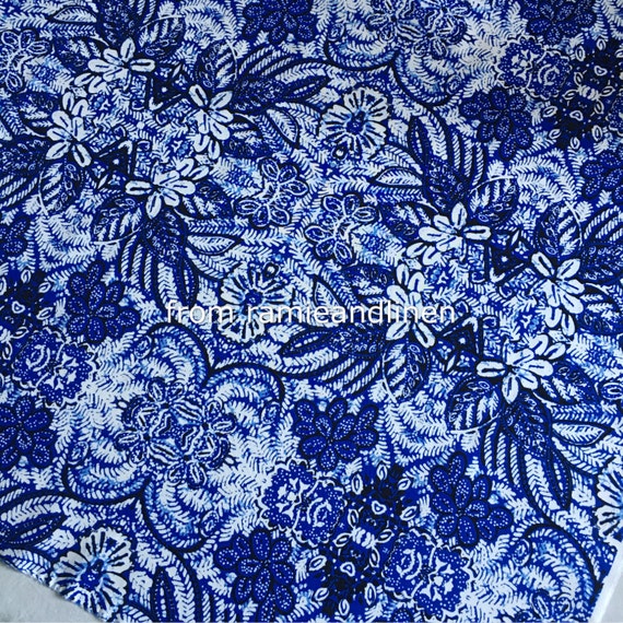 Cotton Fabric China Blue Flroal Print Cotton Fabric Half | Etsy