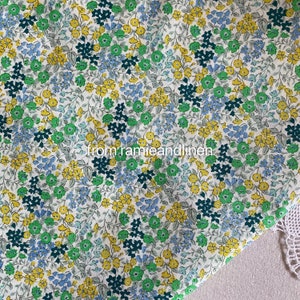 Japanese Cotton Fabric, Yellow Green Spring Flowers Print Fine Cotton ...