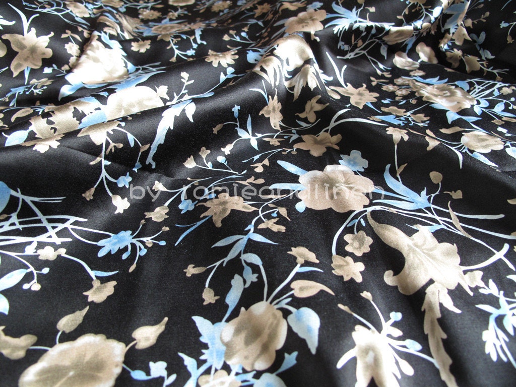 Silk Fabric Flower Print Silk Cotton Blend Charmeuse Fabric - Etsy