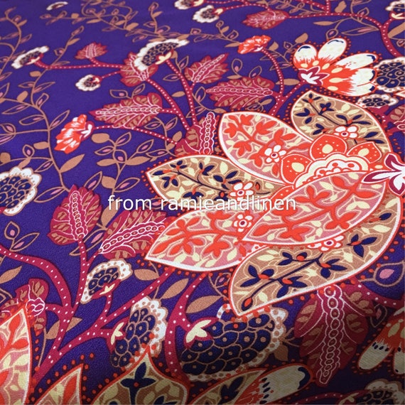 Silk fabric double border print 100% silk crepe de Chine | Etsy