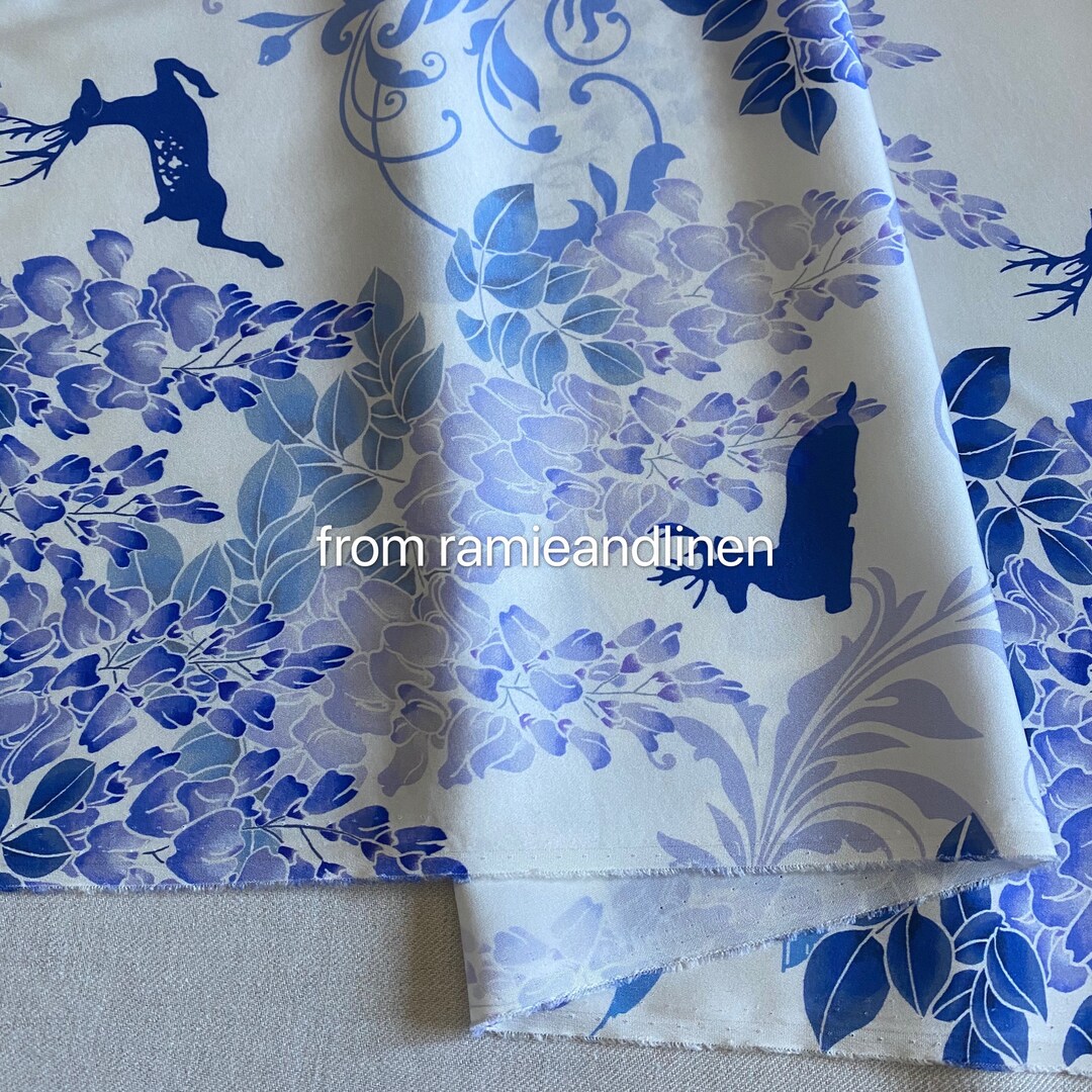 Silk Fabric, China Blue Traditional Pattern Print, Double Georgette ...