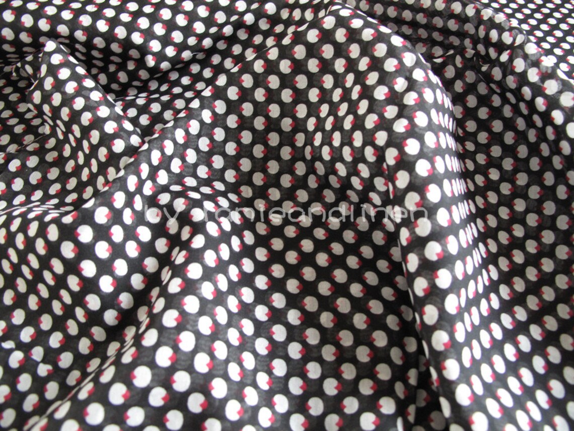 Silk Fabric, Vintage Style Cute Apples Print Silk Cotton Blend Fabric ...