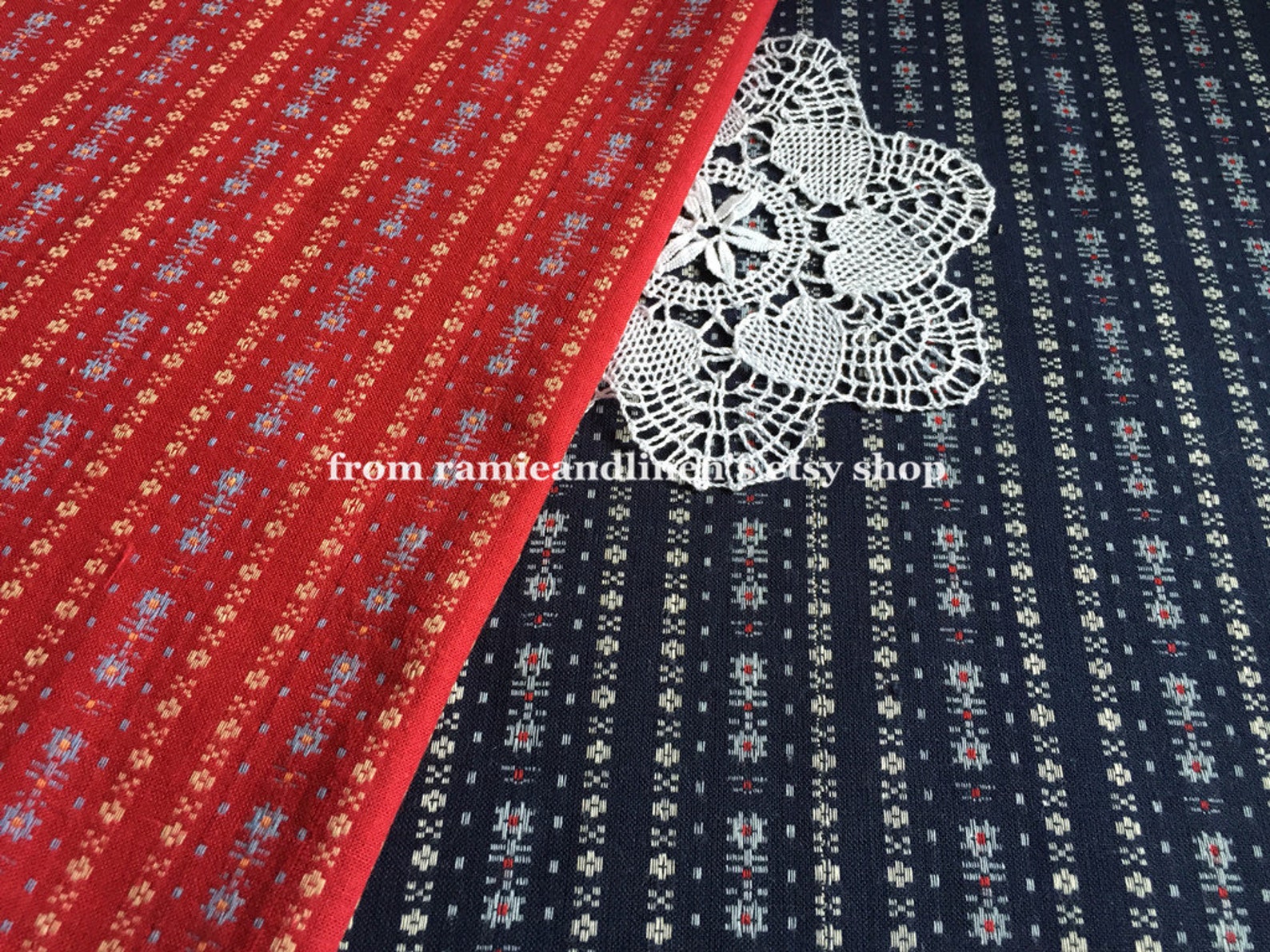 Japanese Cotton Fabric, Yarn Dyed Weaved Cotton Fabric, 2 Colors ...