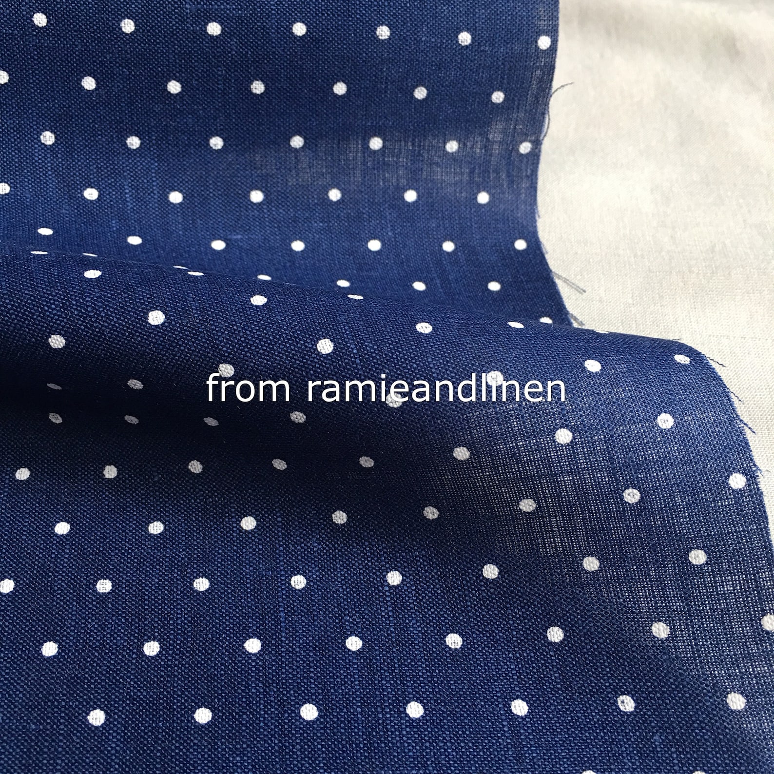 Japanese Linen Fabric, Mini Polka Dots Print Linen Fabric, Half Yard by ...