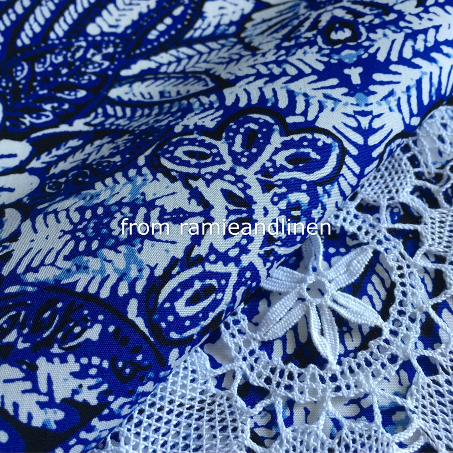 Cotton Fabric China Blue Flroal Print Cotton Fabric Half | Etsy