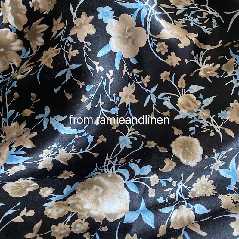 Silk Fabric Flower Print Silk Cotton Blend Charmeuse Fabric - Etsy