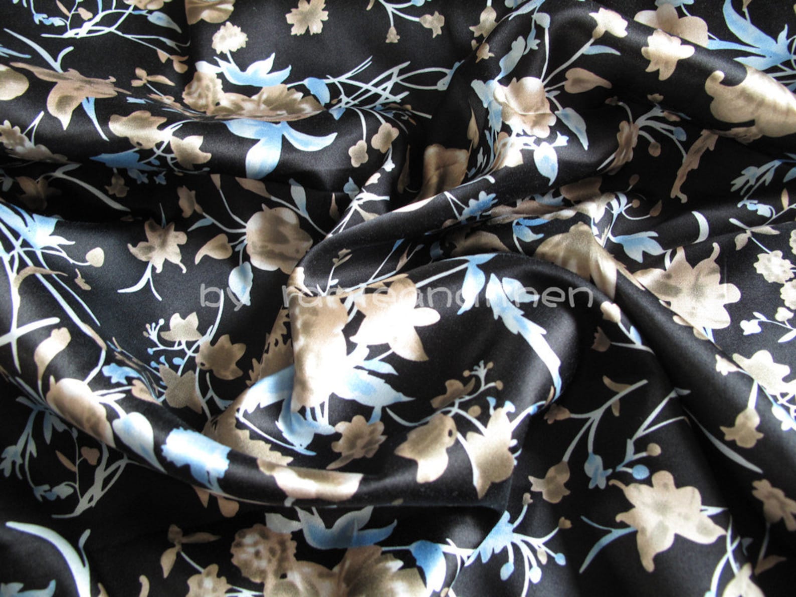 Silk Fabric Flower Print Silk Cotton Blend Charmeuse Fabric | Etsy