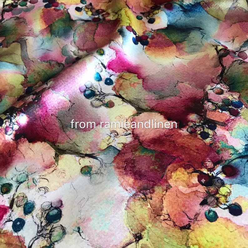 Silk Fabric 27m/m Digital Printing Watercolor Print Silk - Etsy