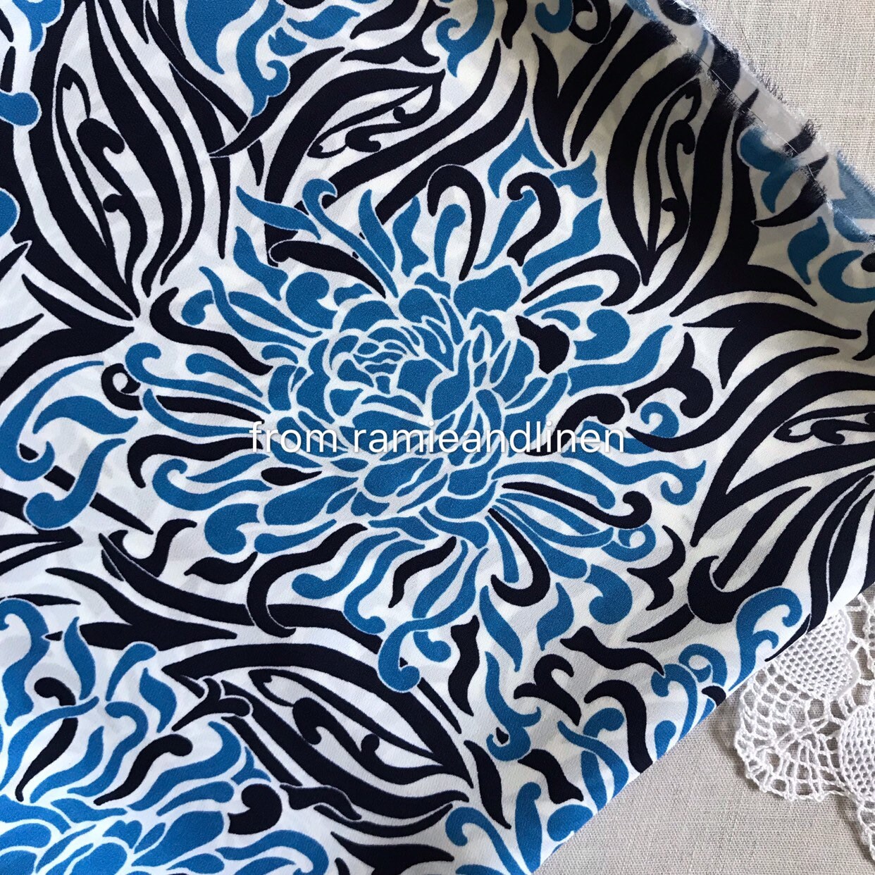 Silk fabric floral print double georgette crepe silk fabric | Etsy