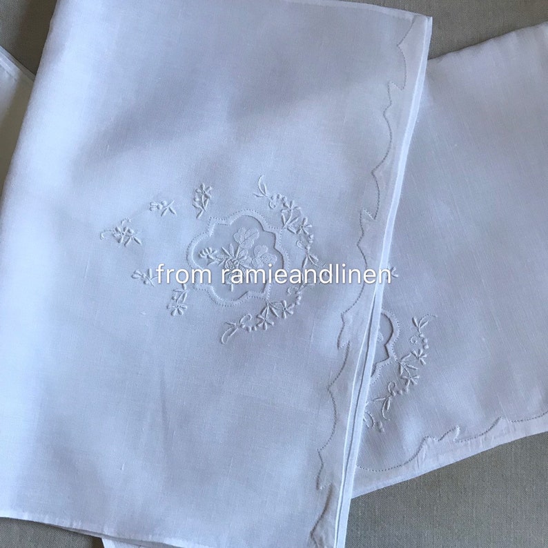 White Color Hand Embroidery Linen Tea Cloths a Set of Two - Etsy