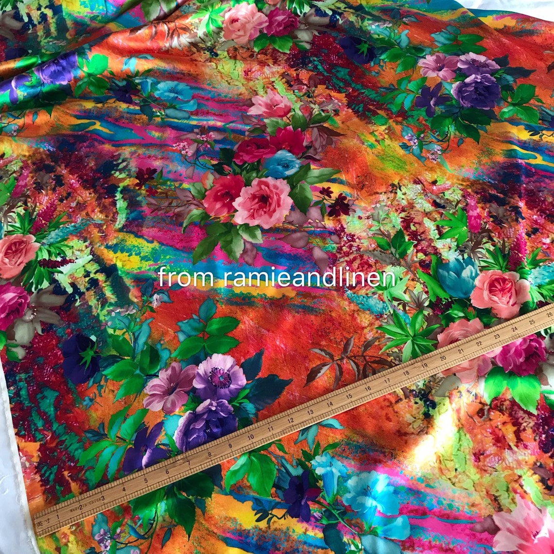 Digital Printing Silk fabric stretchy silk crepe satin | Etsy