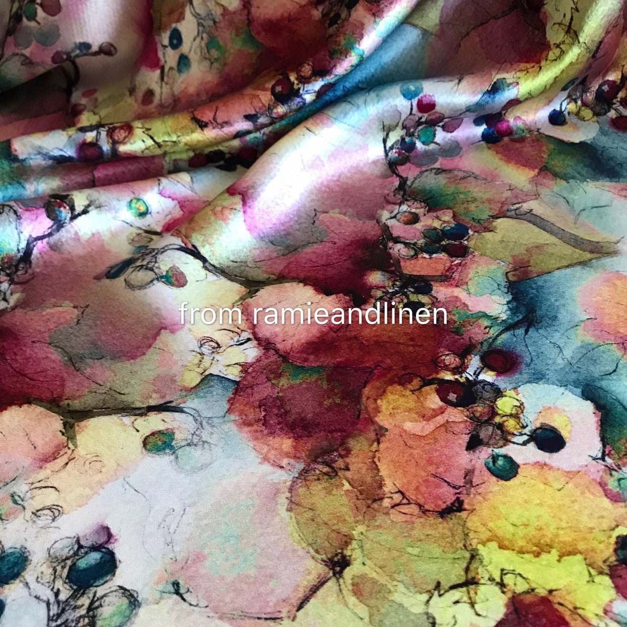 Silk Fabric, 27m/m Digital Printing Watercolor Print Silk Crepe Satin ...