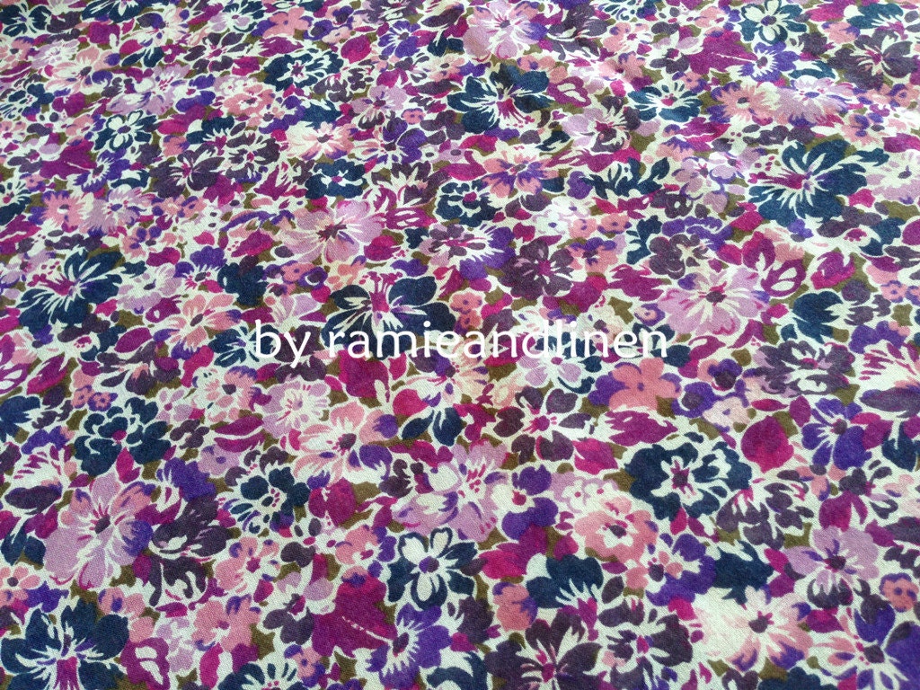 Polyester Cotton Fabric Vintage Style Retro Floral Print | Etsy