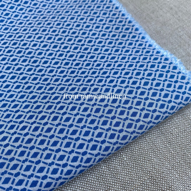 Fine Cotton Fabric, Blue Pattern Print Cotton Fabric, Half Yard by 58 ...