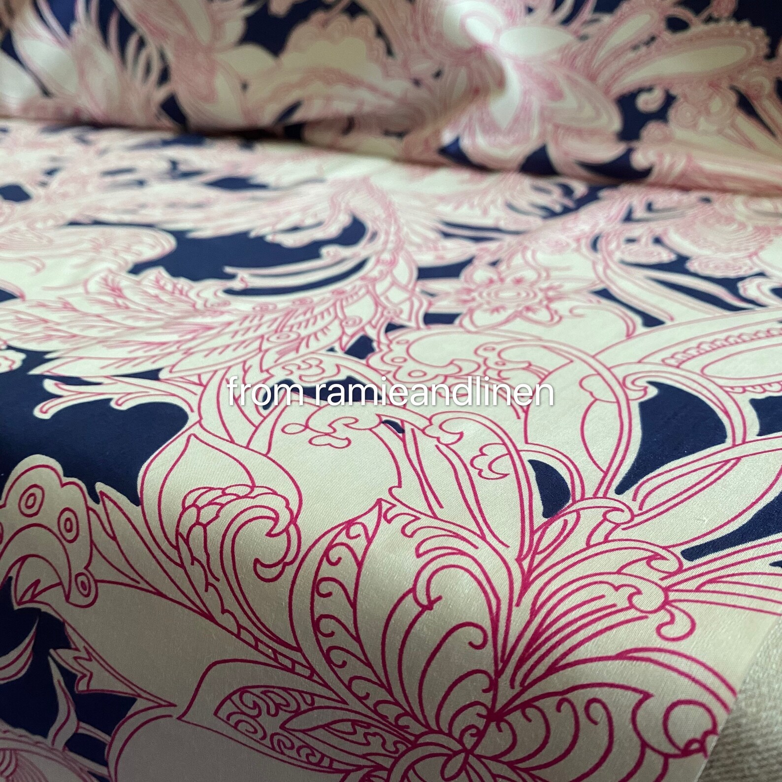 Silk Fabric, Line Drawing Floral Print Silk Cotton Blend Fabric, Dress ...