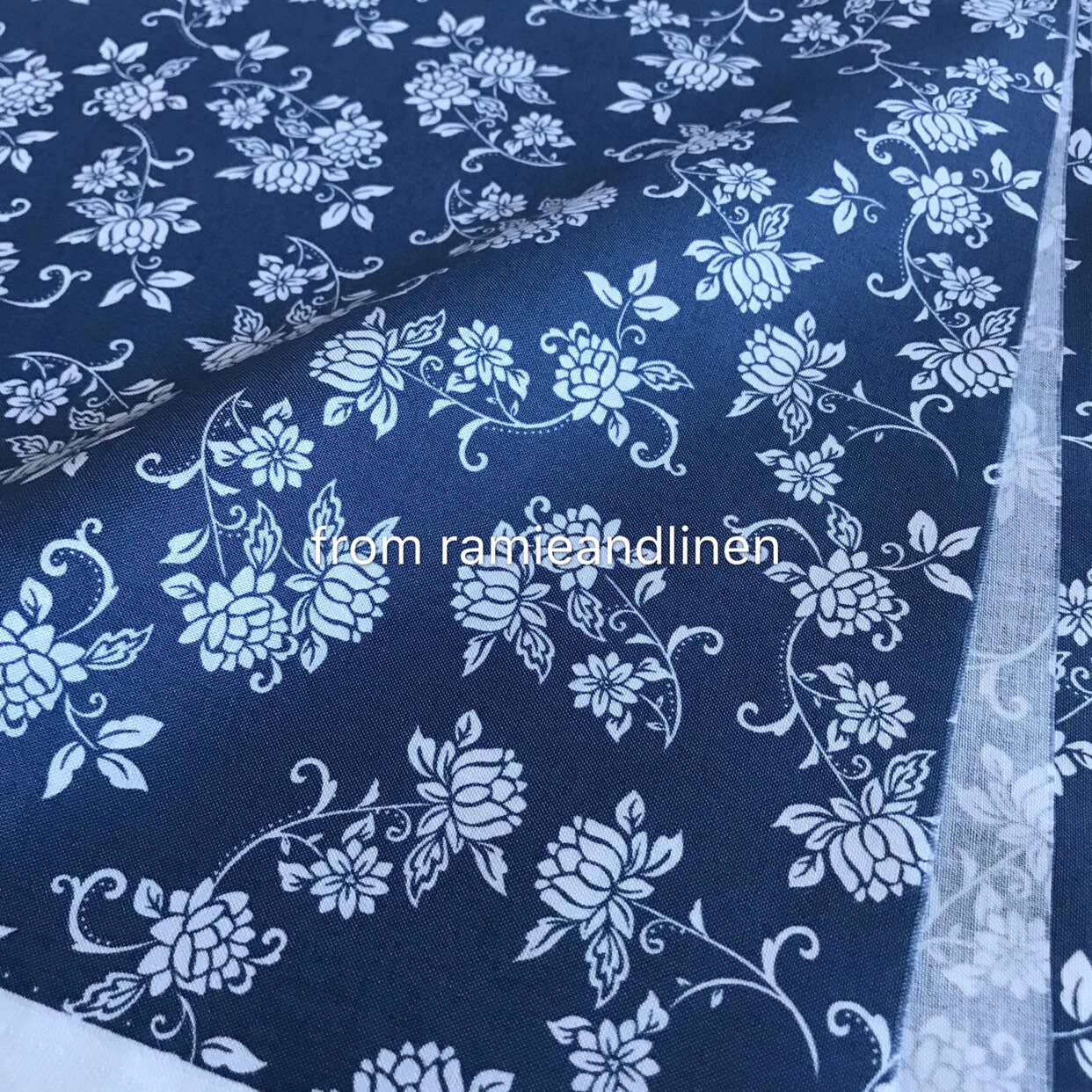 Cotton Fabric China Blue Floral Print Quilting Fabric | Etsy
