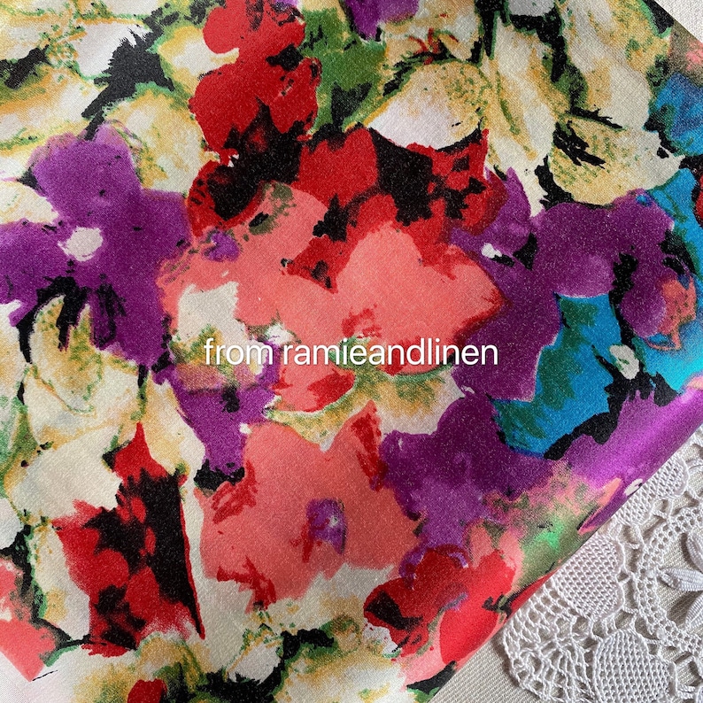 Silk Fabric Floral Print Silk Cotton Blend Silk Cotton Satin - Etsy
