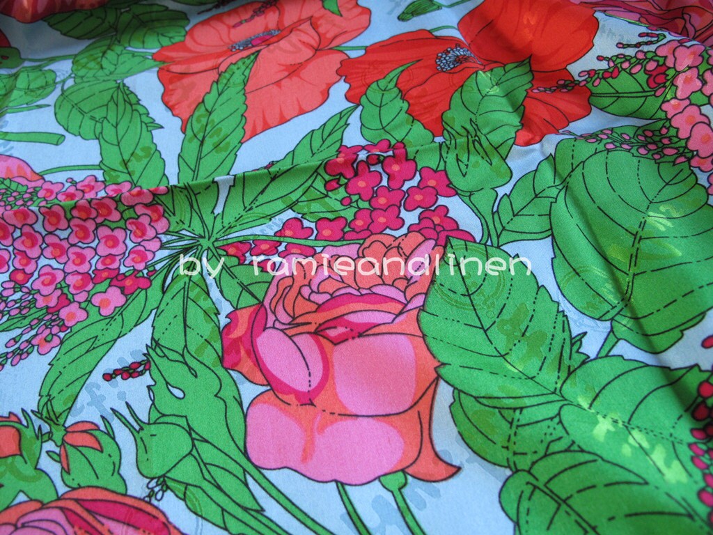 Silk fabric gorgeous floral print silk cotton blend fabric | Etsy