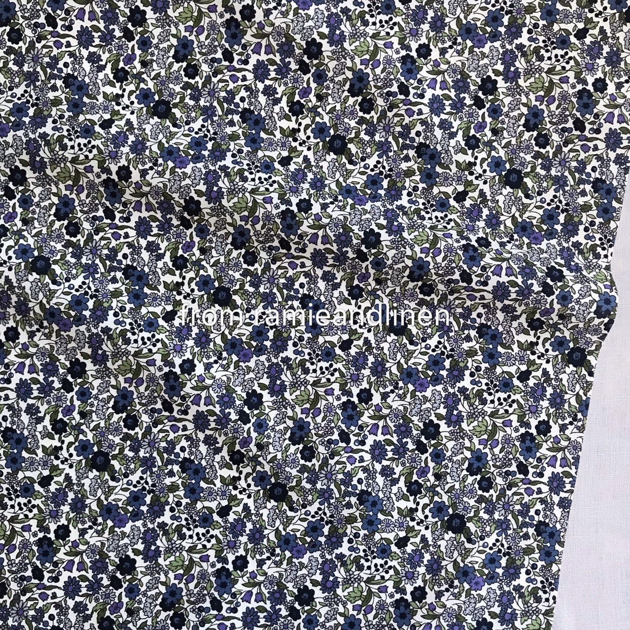 Cotton Fabric,blue Mini Floral Pattern Print Cotton Fabric, 18" by 55 ...
