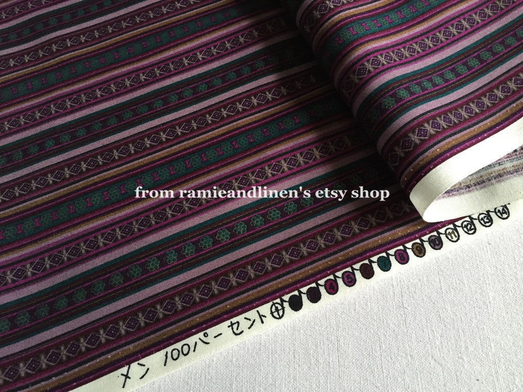 Japanese cotton fabric colorful stripes gold line print half | Etsy