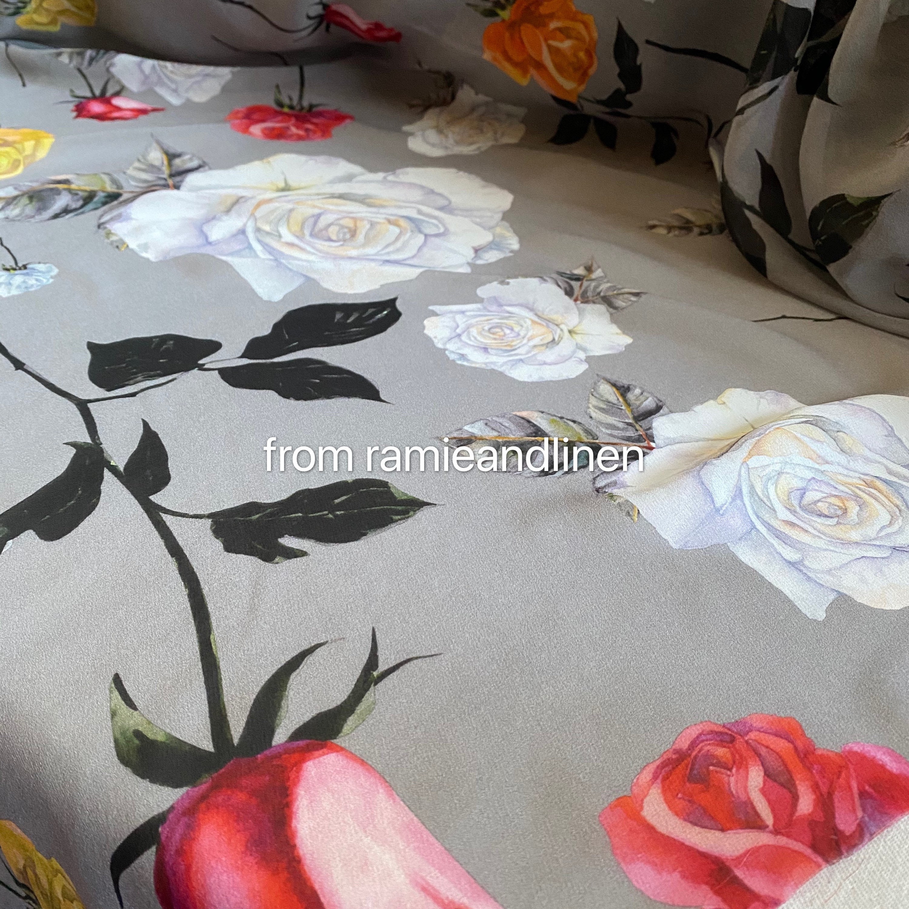 Silk Fabric Digital Print Oversize Roses of Various Colors - Etsy
