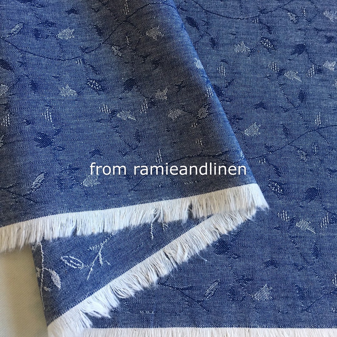 Japanese Fabric, Vines Pattern Jacquard Weaved Denim Cotton Fabric ...