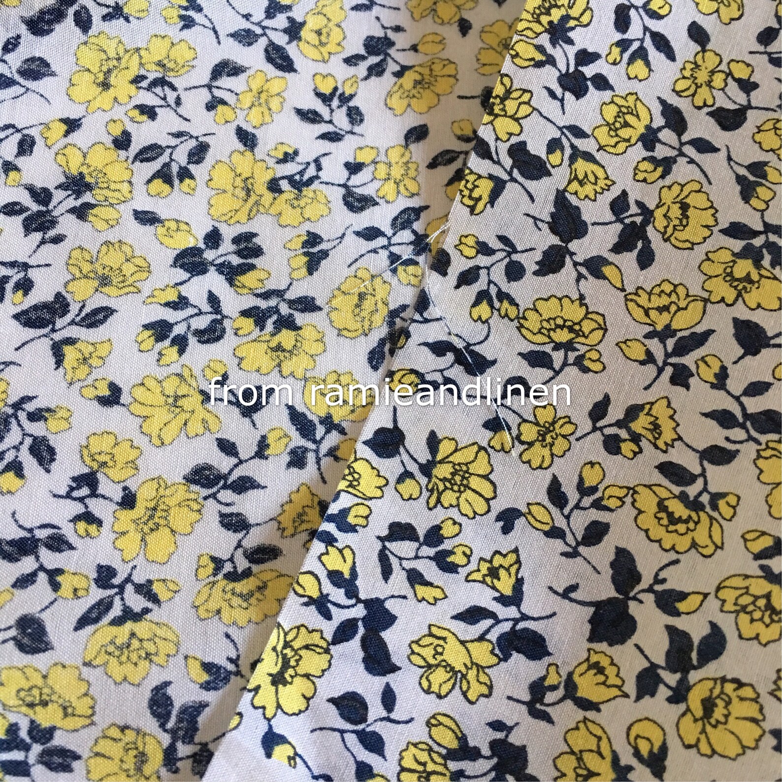 Japanese fabric mini yellow flowers print fine cotton fabric | Etsy
